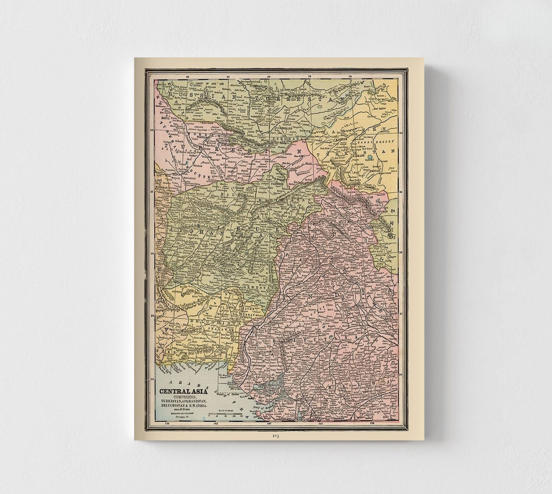 WeFrameArt Central Asia - Cram 1888, Antique Asian Office Decor, Asian ...