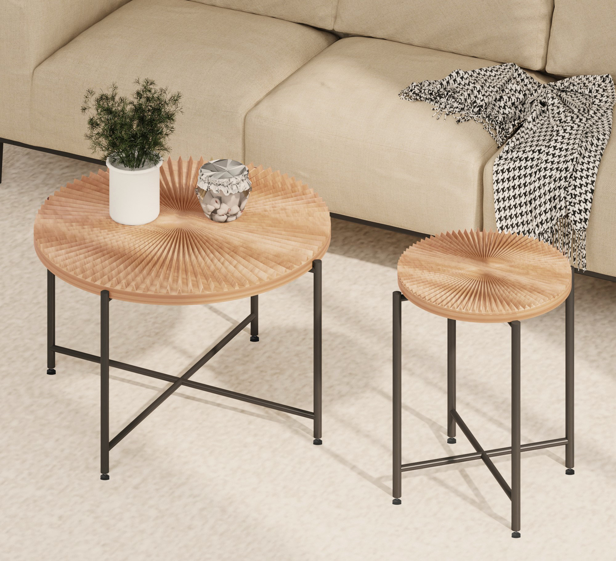 Mercer41 Radial wood pattern top 2 piece table set | Wayfair