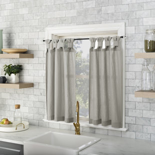 Gray & Silver Valances & Kitchen Curtains You'll Love | Wayfair