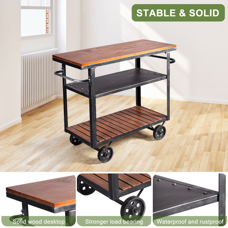 17 Stories Saunder Metal Bar Cart & Reviews | Wayfair
