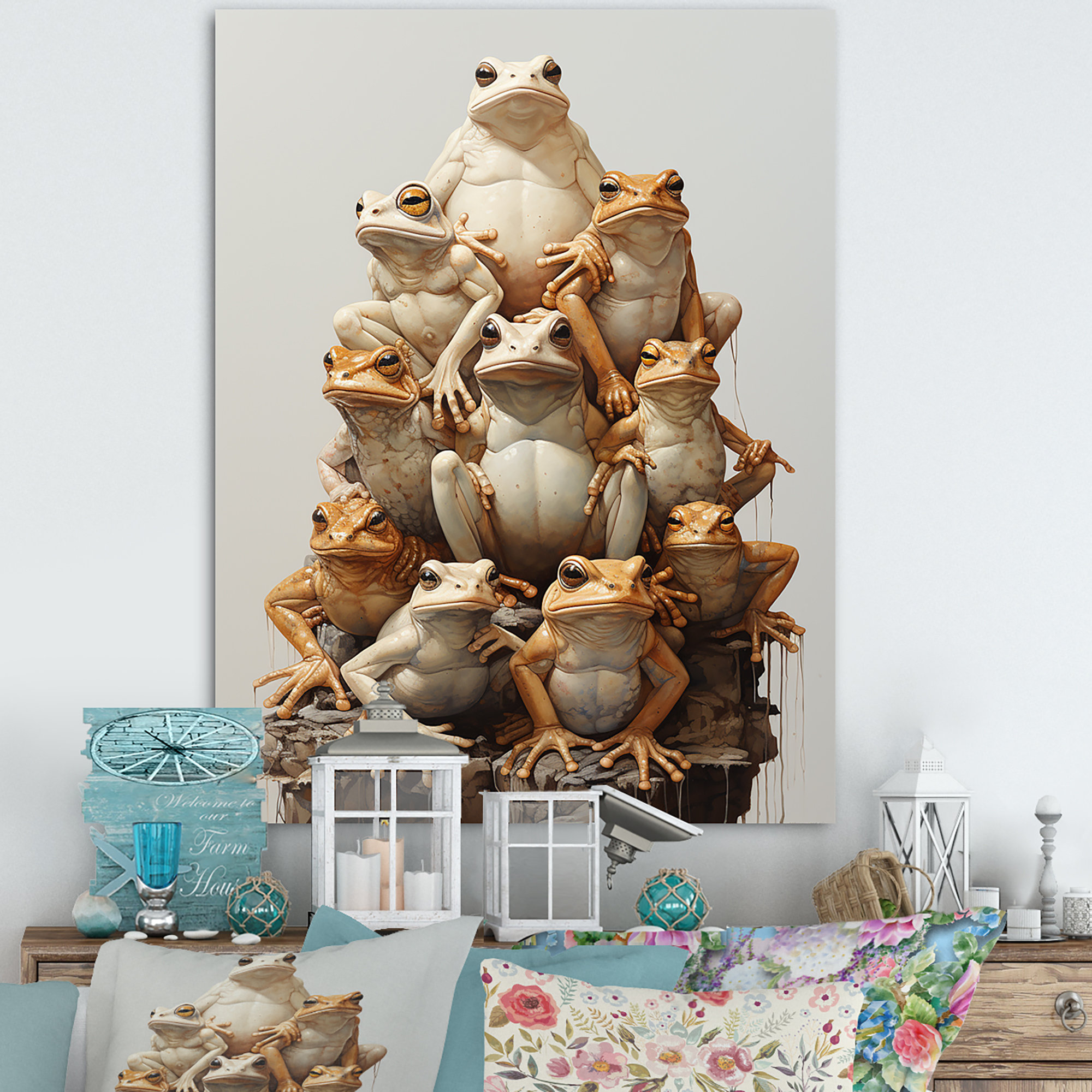 Winston Porter Minimalism Frog Pyramid - Frogs & Toads Canvas Art Print ...