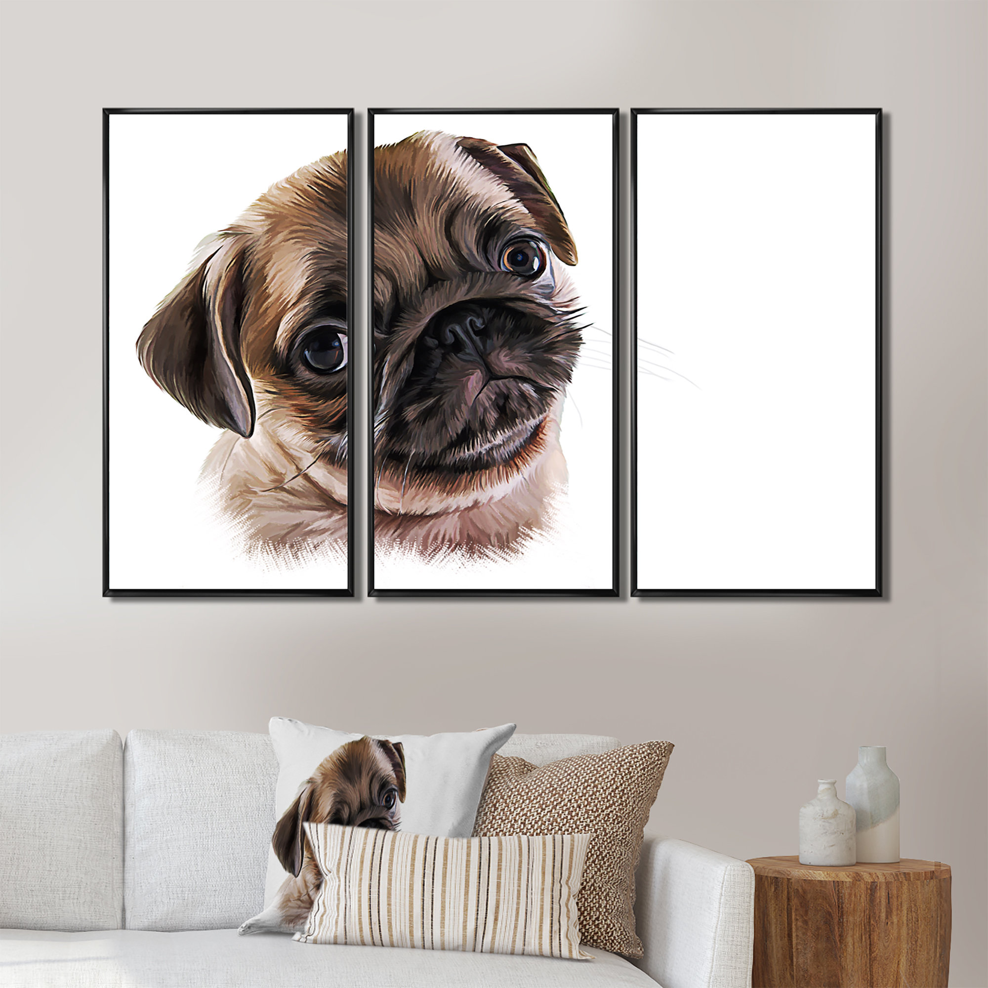 Red Barrel Studio® Portrait Of A Pug - Traditional Framed Canvas Wall ...
