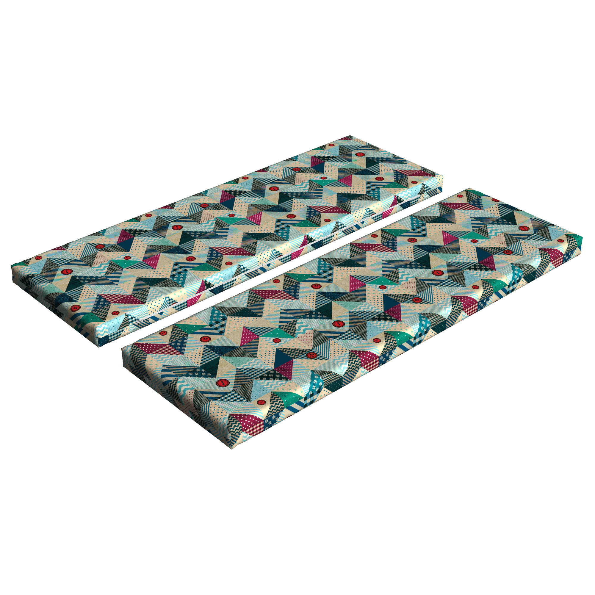 Ambesonne Chevron Bench Cushion Set Of 2, Chevron Patchwork With ...