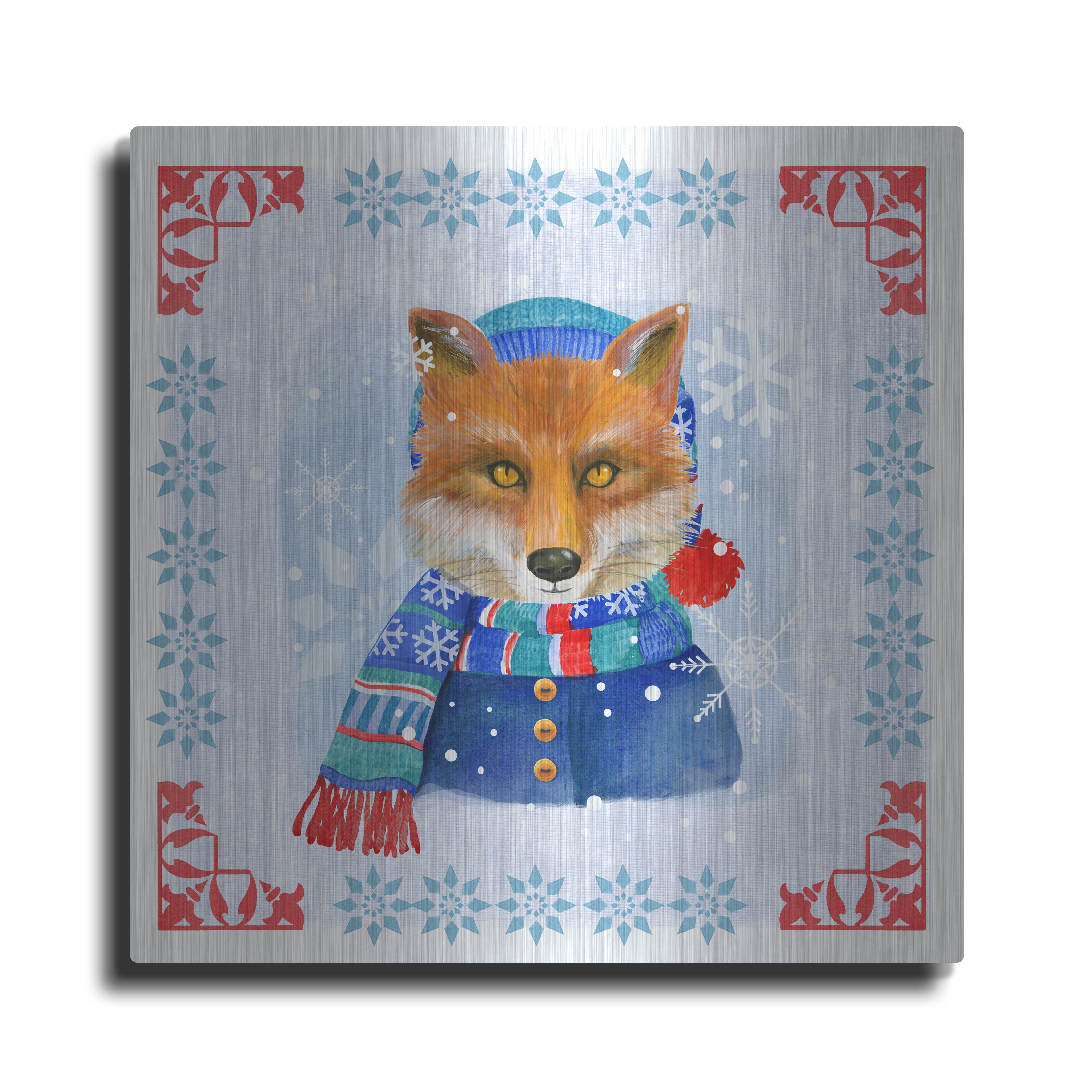 The Holiday Aisle® 'Winter Fox' by Fiona Stokes-Gilbert Metal Wall Art ...