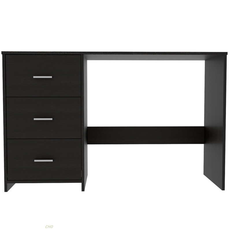Latitude Run® Ventura 3-Drawer Writing Desk Black Wengue | Wayfair