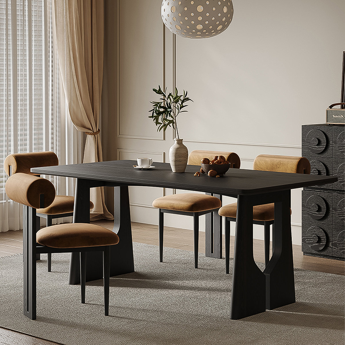 Orren Ellis 62.99"Vintage Style Minimalist Solid Wood Dining Set ...