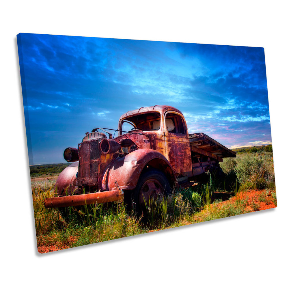 Ebern Designs Old Rusty Truck Abandoned CANVAS WALL ART Print Picture ...