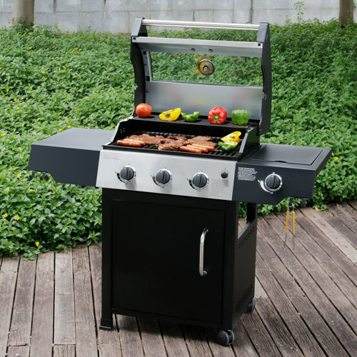VANSTON 3 - Burner Countertop Liquid Propane Gas Grill with Side Burner ...
