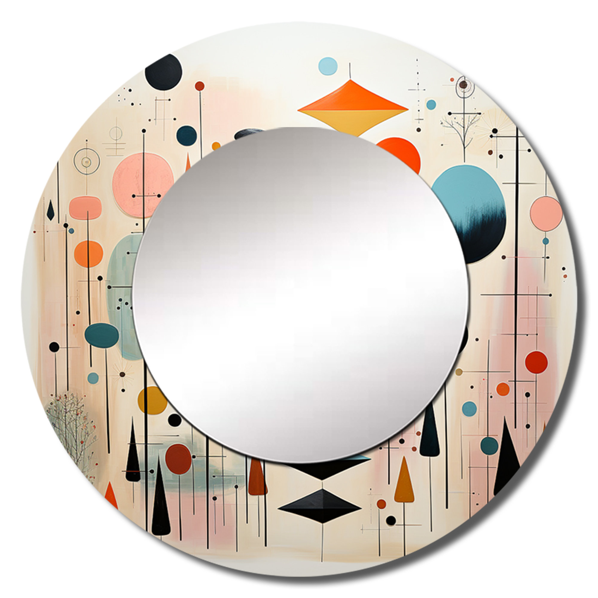 Design Art Pink Blue Mid Century Whimsical Wonders I - Mid-Century ...