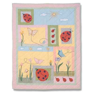 Patch Magic Ladybug Pink/Green/Blue Cotton Quilt | Wayfair
