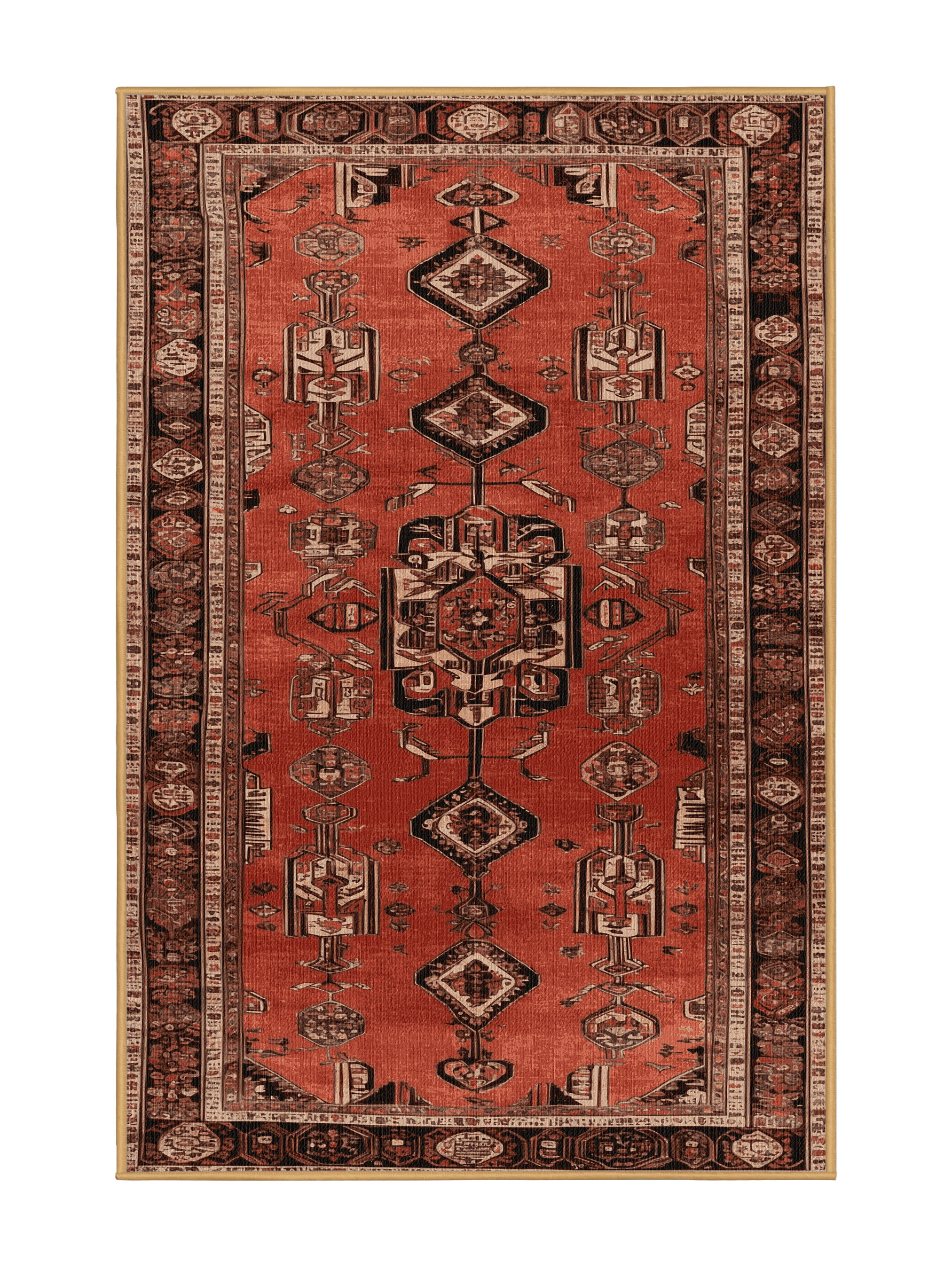 Bungalow Rose Machine Washable Persian Brown Area Rug | Wayfair