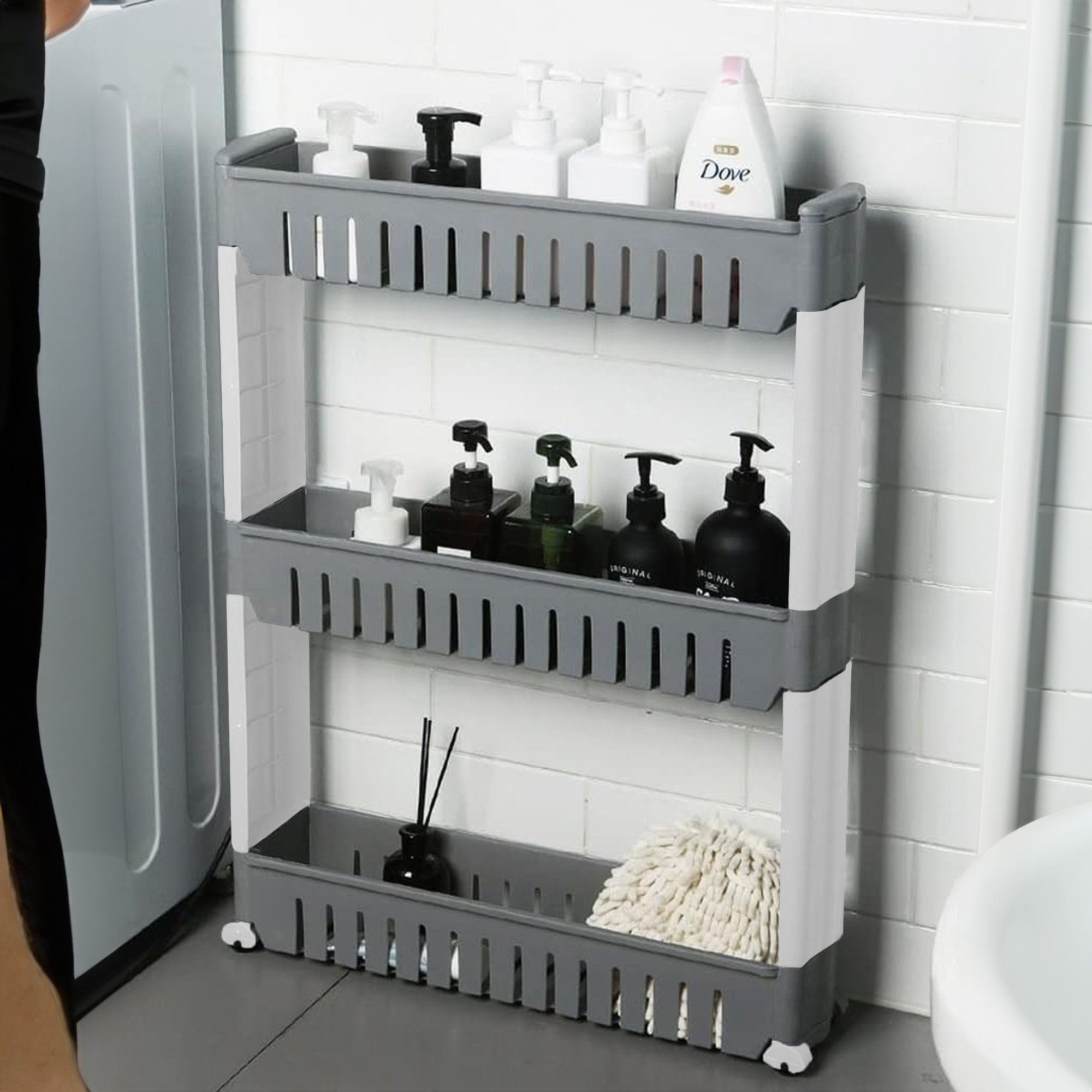 Evideco 3 Tier Slim Rolling Multi Purpose Kitchen Bathroom Utility Cart ...