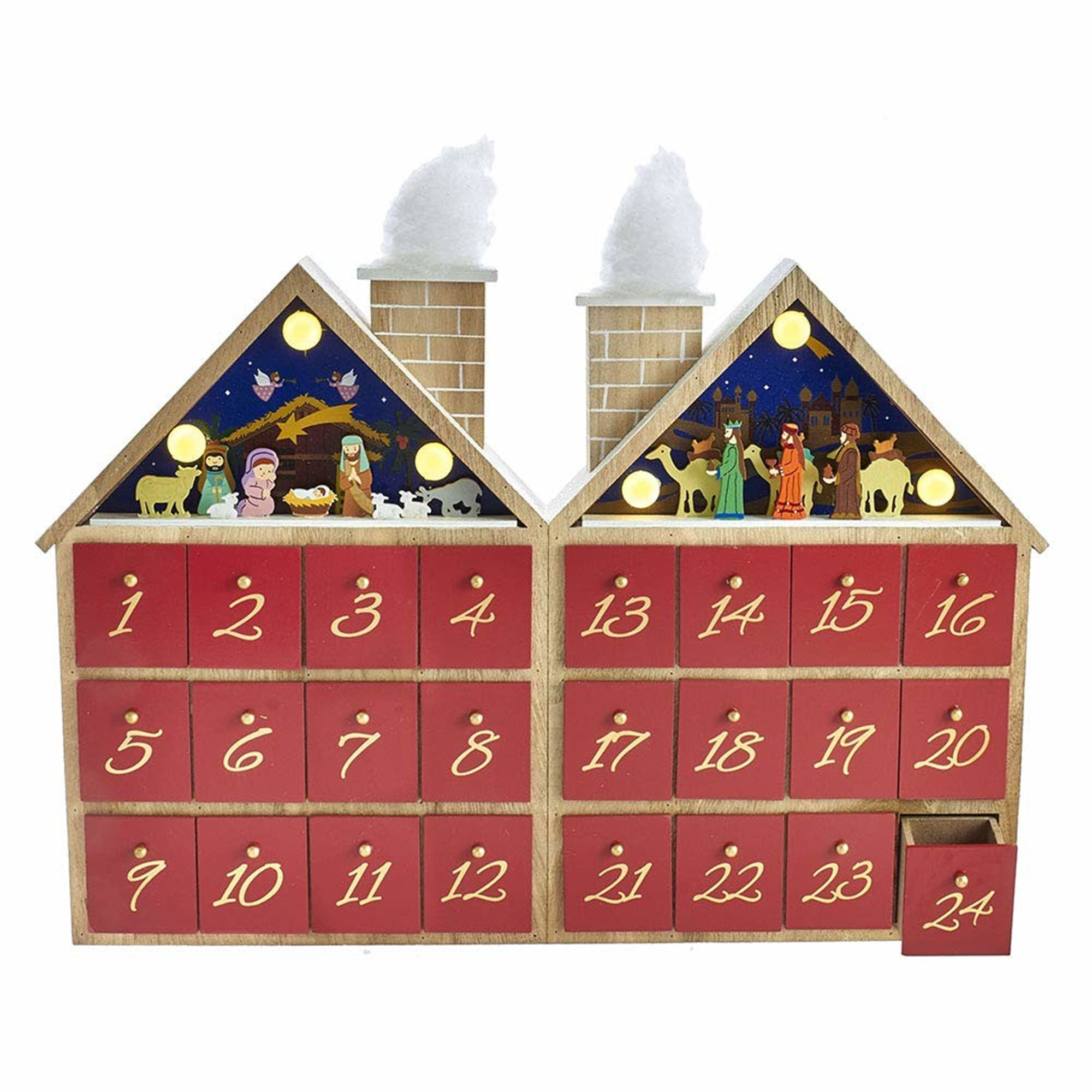 Kurt Adler Battery-Operated Wooden LED Nativity Advent Calendar ...