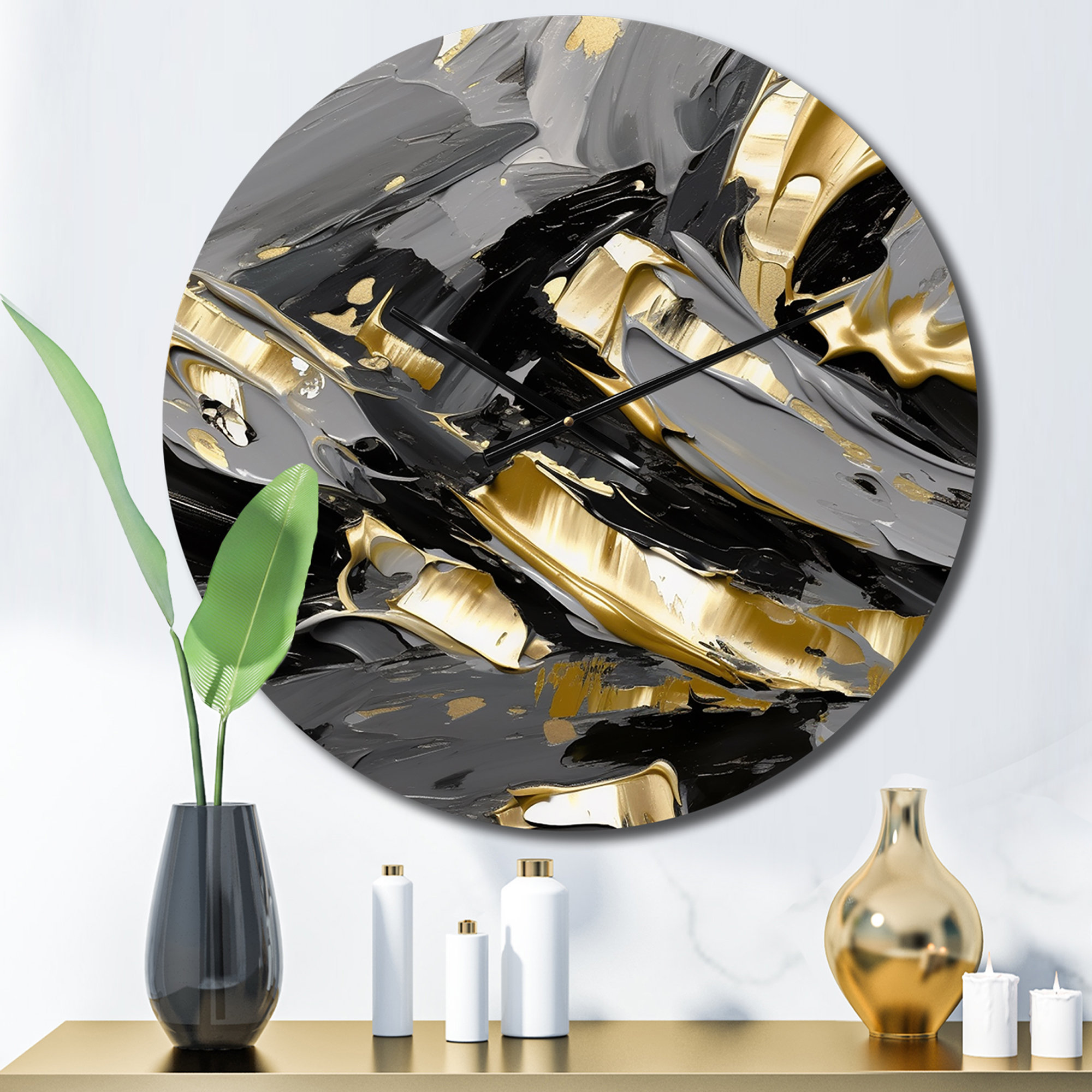 Design Art Imminent Bliss Bold Textured Gold And Black III Metal Wall ...