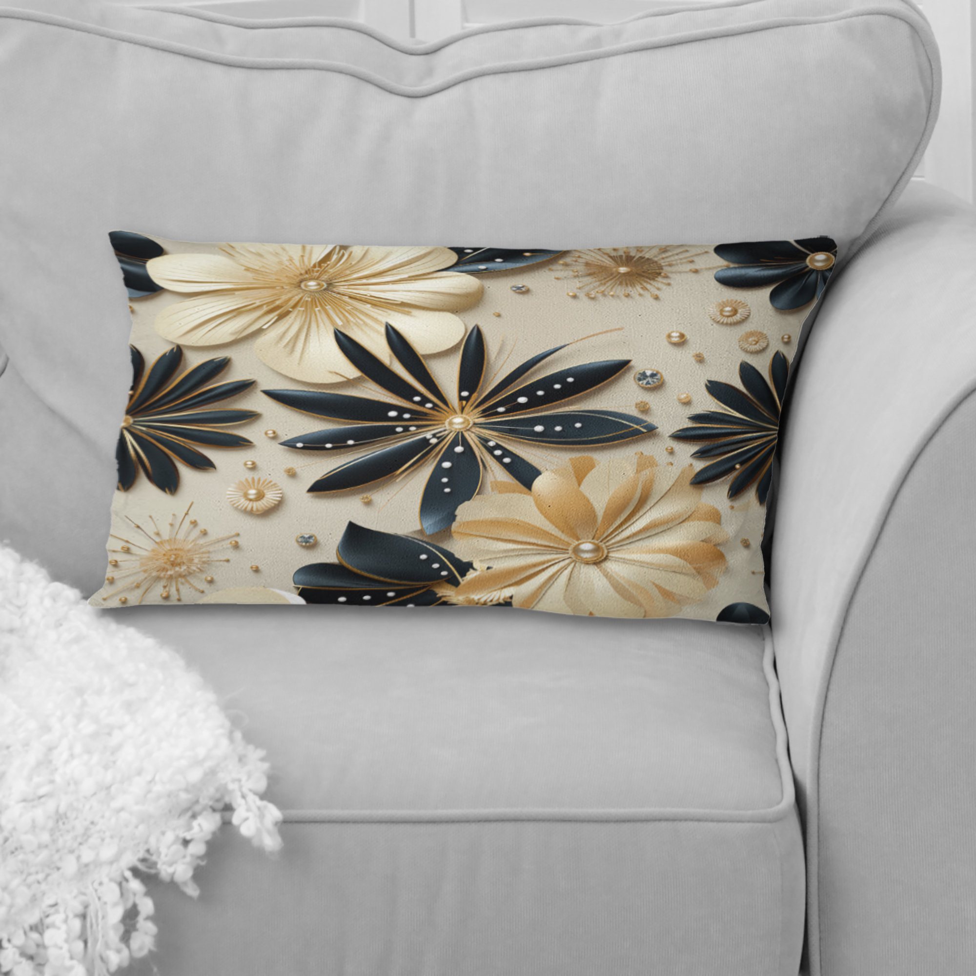Design Art Beige And Champagne Opulent Glam - Marble Polyester Pillow ...