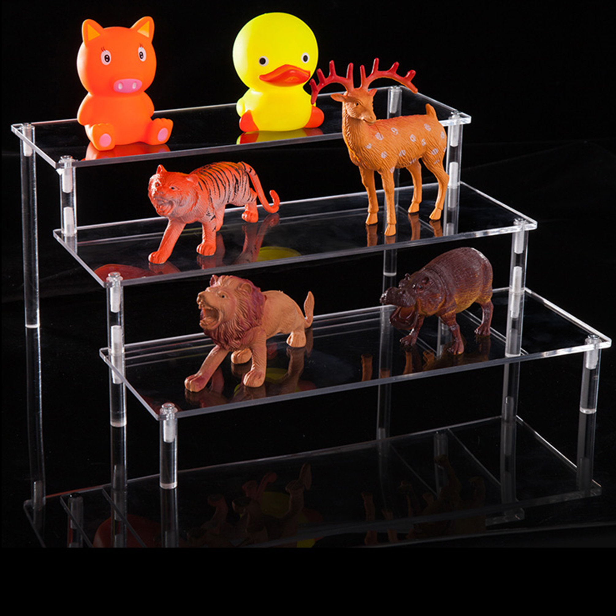 Rebrilliant 3-Tier Clear Acyrlic Riser Platform Tabletop Small Shelf ...