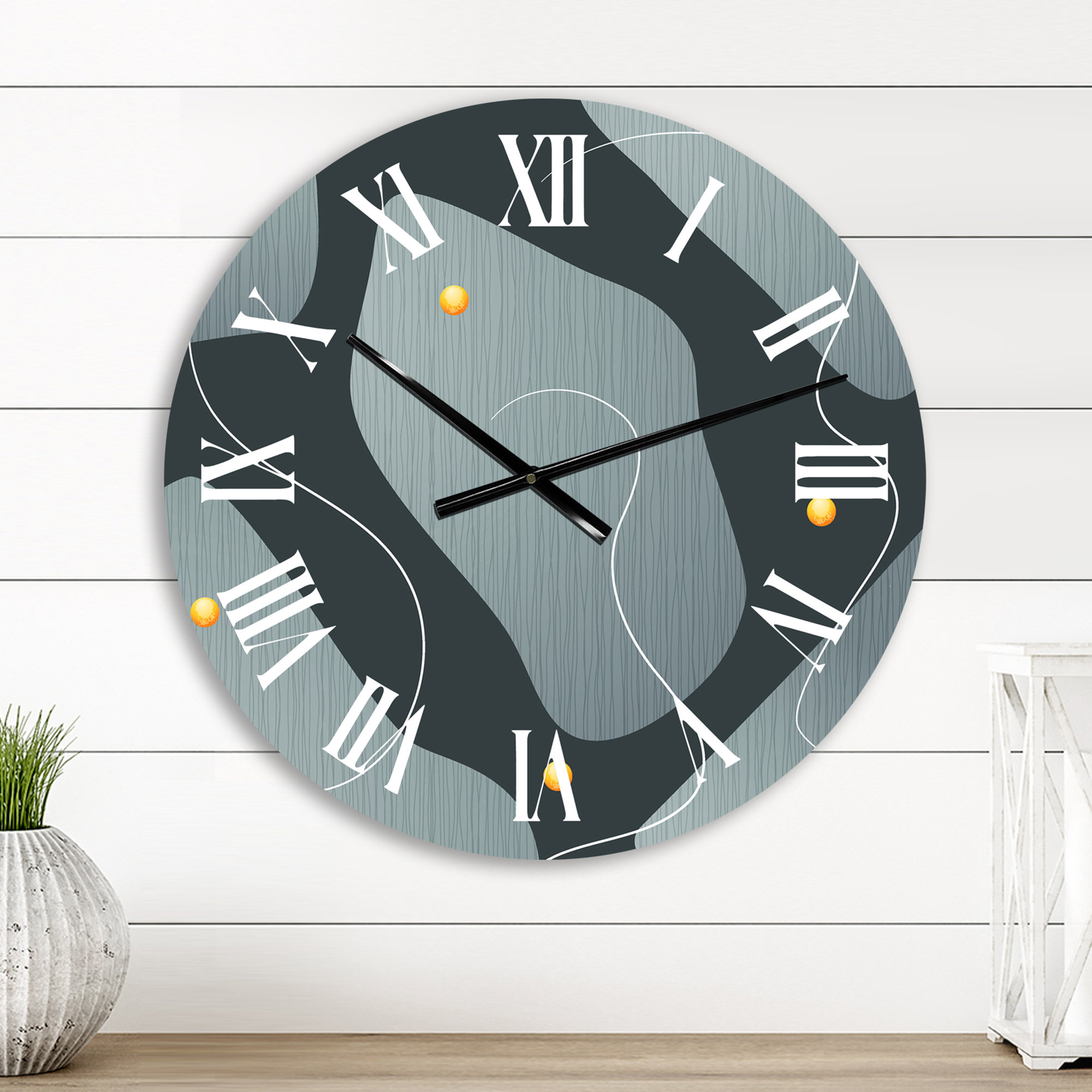 East Urban Home Grey Fluid 90S Designs II - Transitional Wall Clock 1 ...