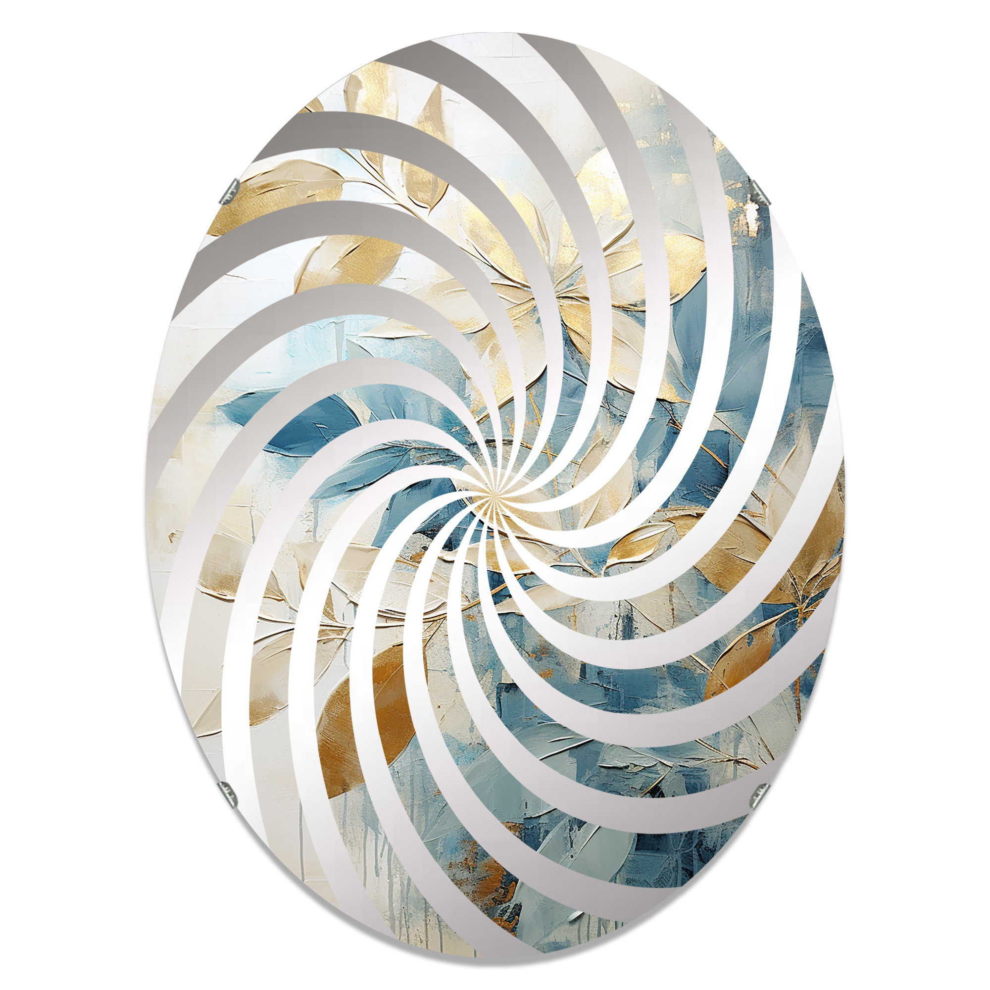 East Urban Home Gold And Blue Abstract Botanical - Vortex Decorative ...