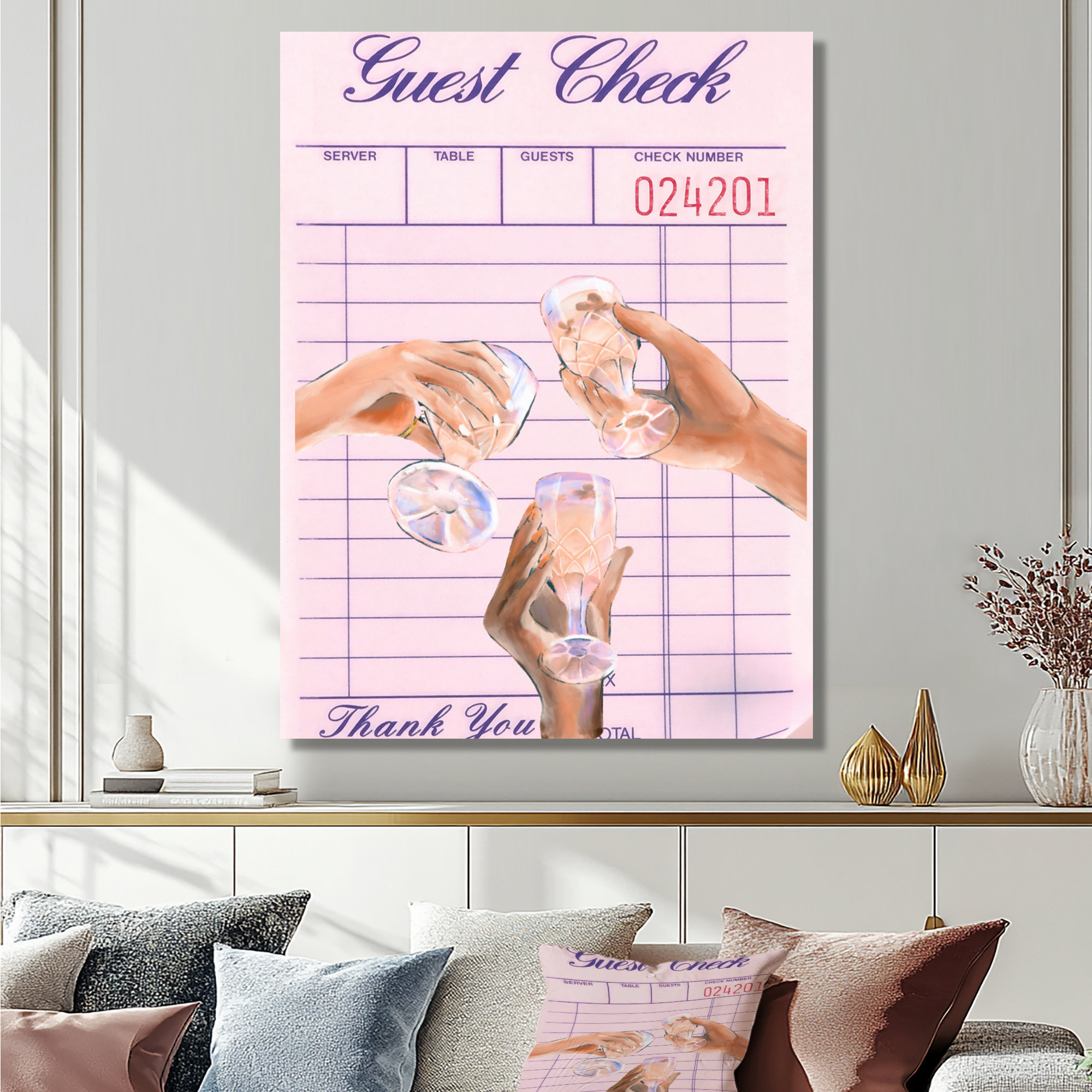 Trinx Champagne Happy Hour Cheers Check - Champagne Wall Art Living ...