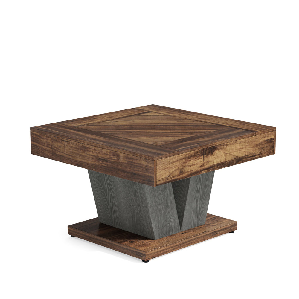 17 Stories 31.5” Square Coffee Table – Modern Rustic Wood Center Table ...