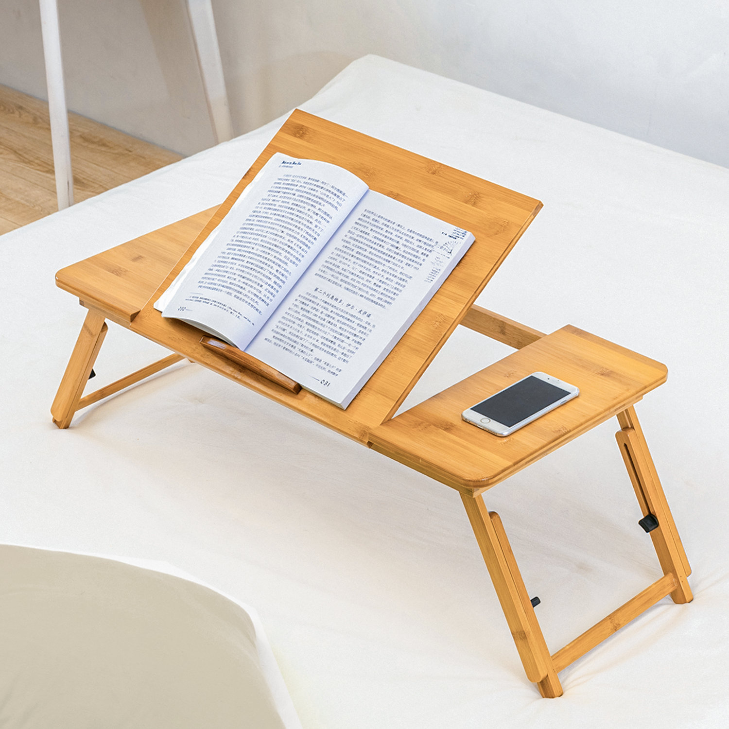 Inbox Zero Ffiona Lap Desk, Nature Bamboo Folding Laptop Desk, Bed Tray ...