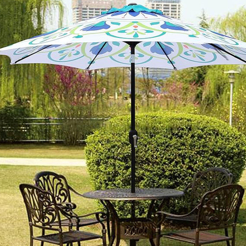 Arlmont & Co. 9 Ft Pattern Outdoor Patio Umbrella with Tilt and Crank ...