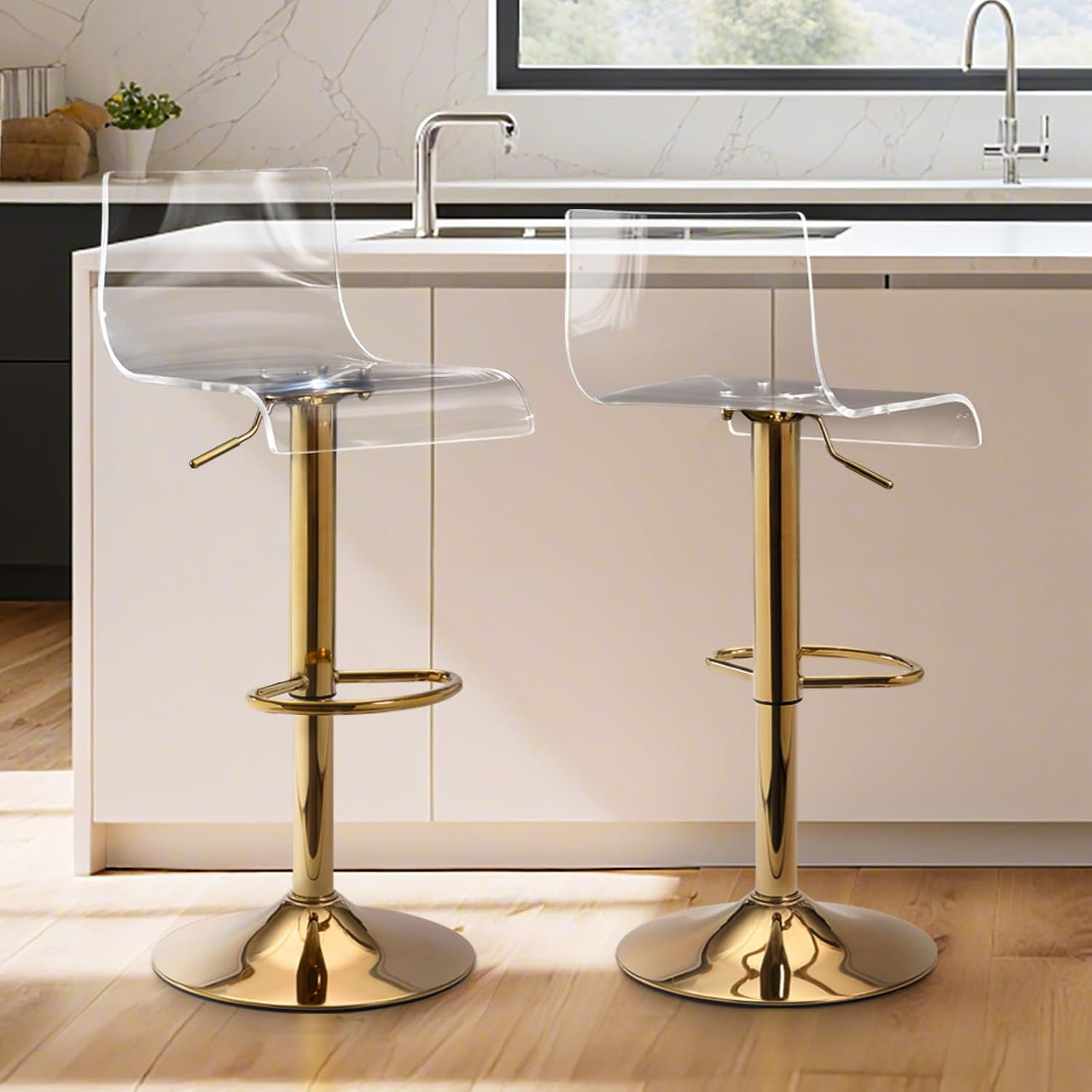 Wrought Studio™ Acrylic Clear Bar Stools with Mid Back | Wayfair