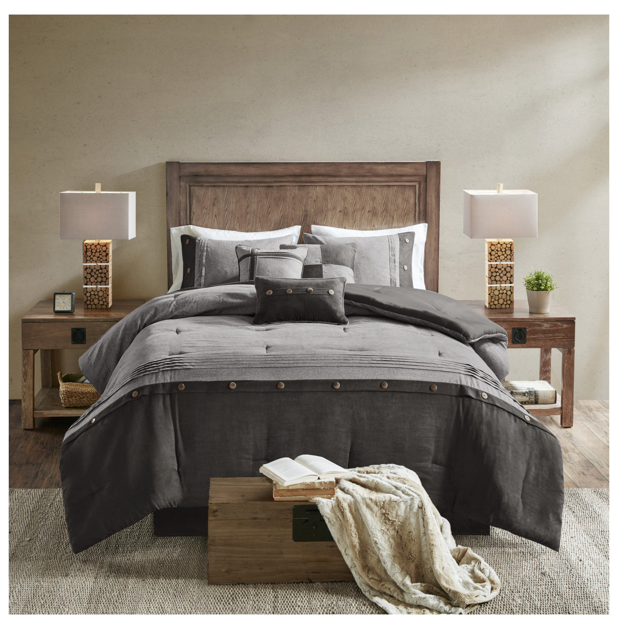 YSVIGI 7 Piece Faux Suede Comforter Set | Wayfair