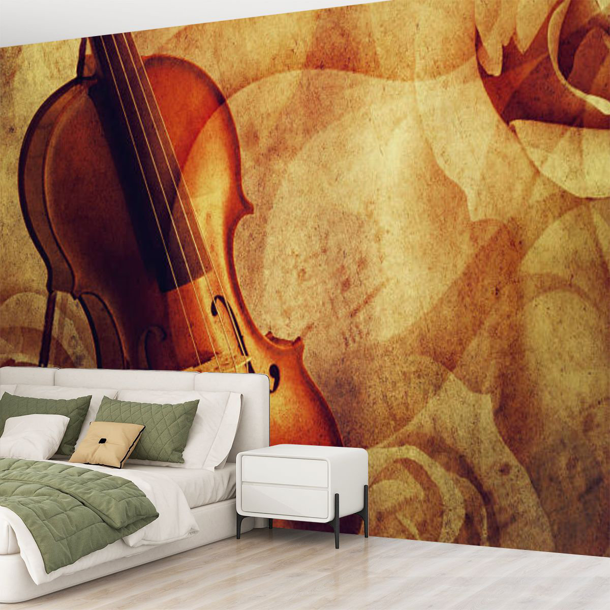 Winston Porter Peel and Stick Canvas Wallpaper Wall Mural Violin ...