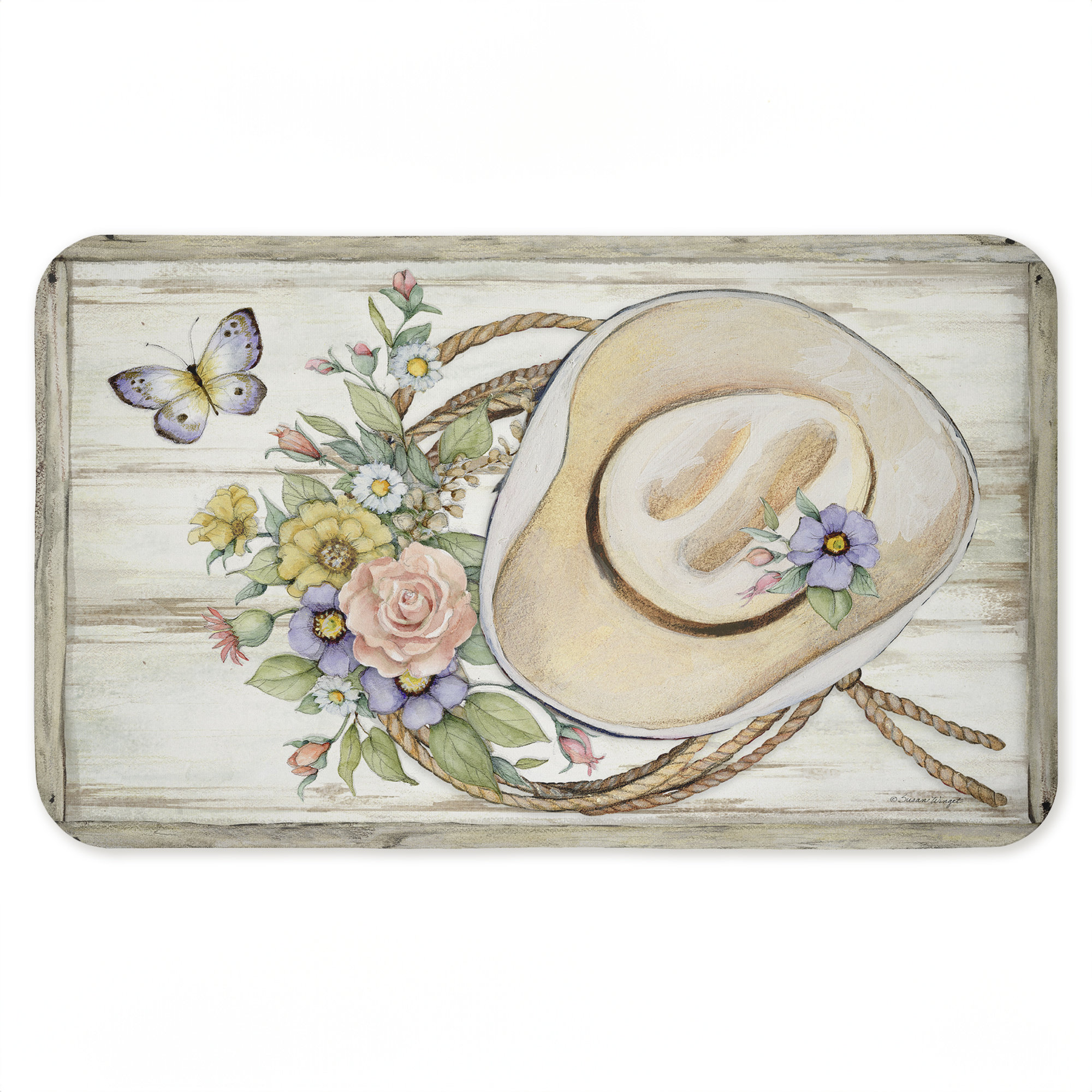 Ophelia & Co. Shabby Chic Floral Cowboy Hat Printed Anti-Fatigue Floor ...