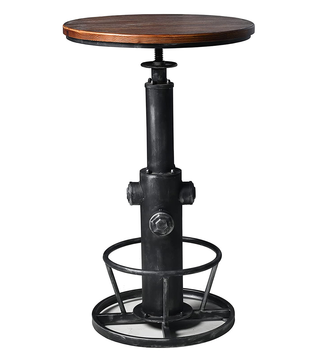 Topower Dining Table Round Solid Wood Top Metal Base Dining Table ...