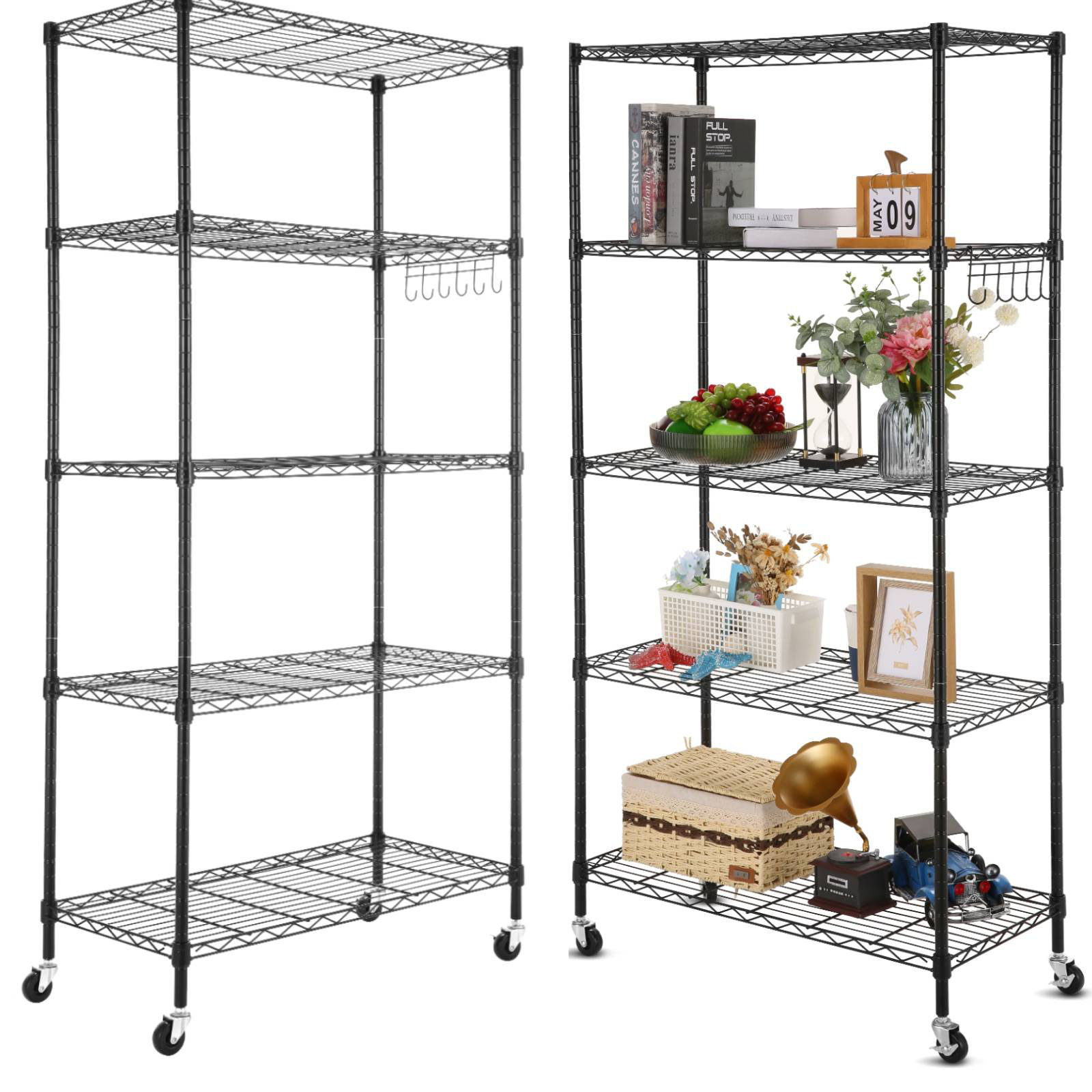 Rebrilliant Roshida Metal Height -Adjustable Shelving Unit with Wheels ...
