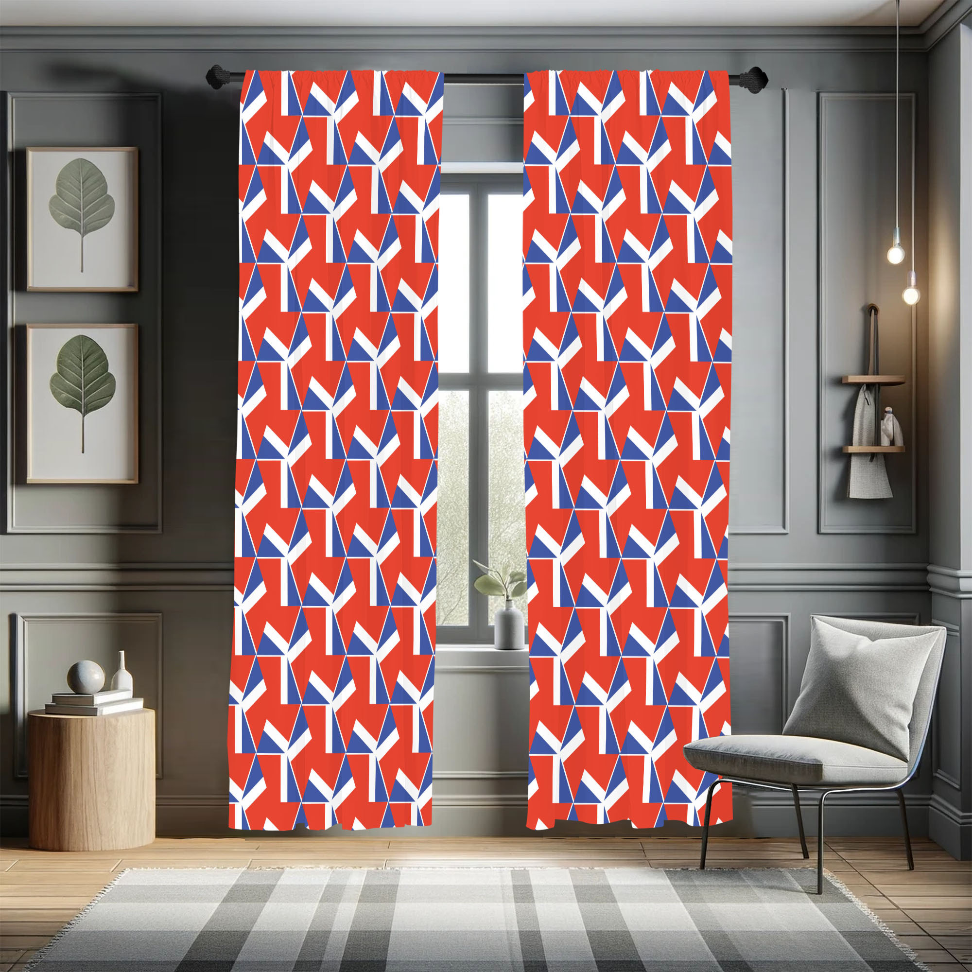 Wrought Studio™ Geometric Curtains, Modern Triangle Forms, Pair of 28 ...