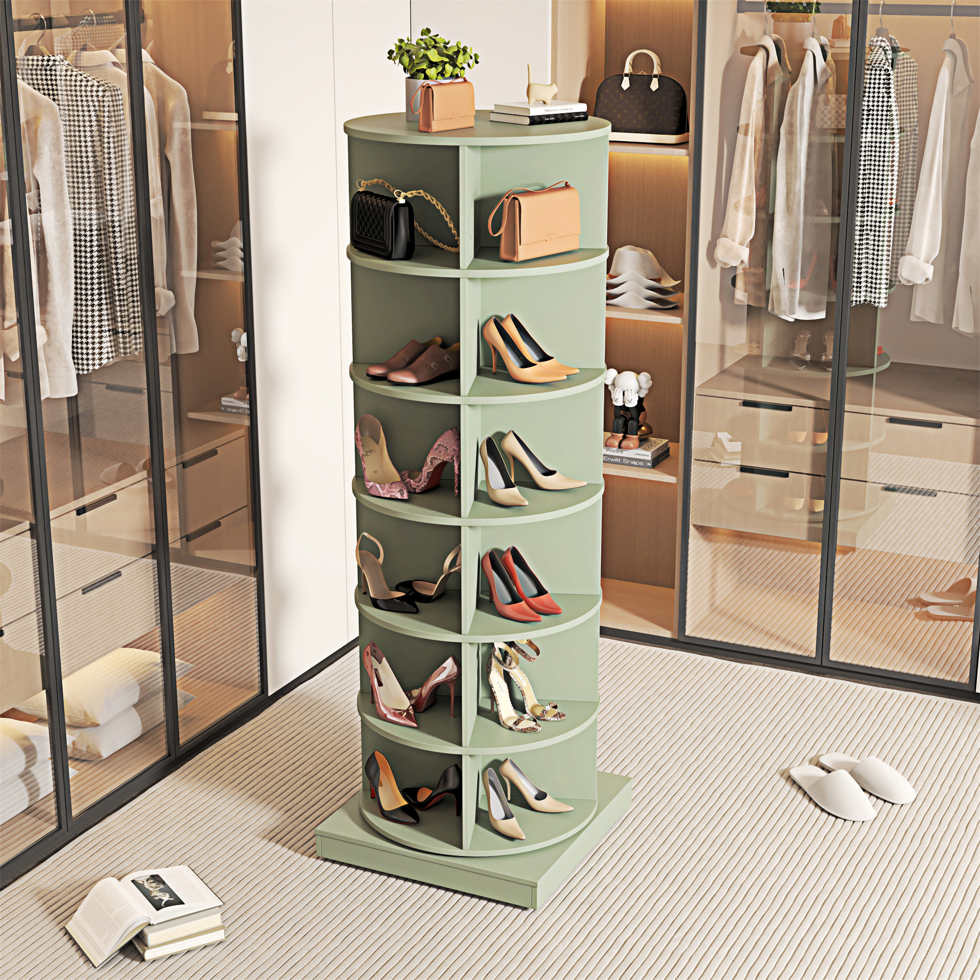 Latitude Run® 360 Rotating Shoe Cabinet 6 Layers | Wayfair