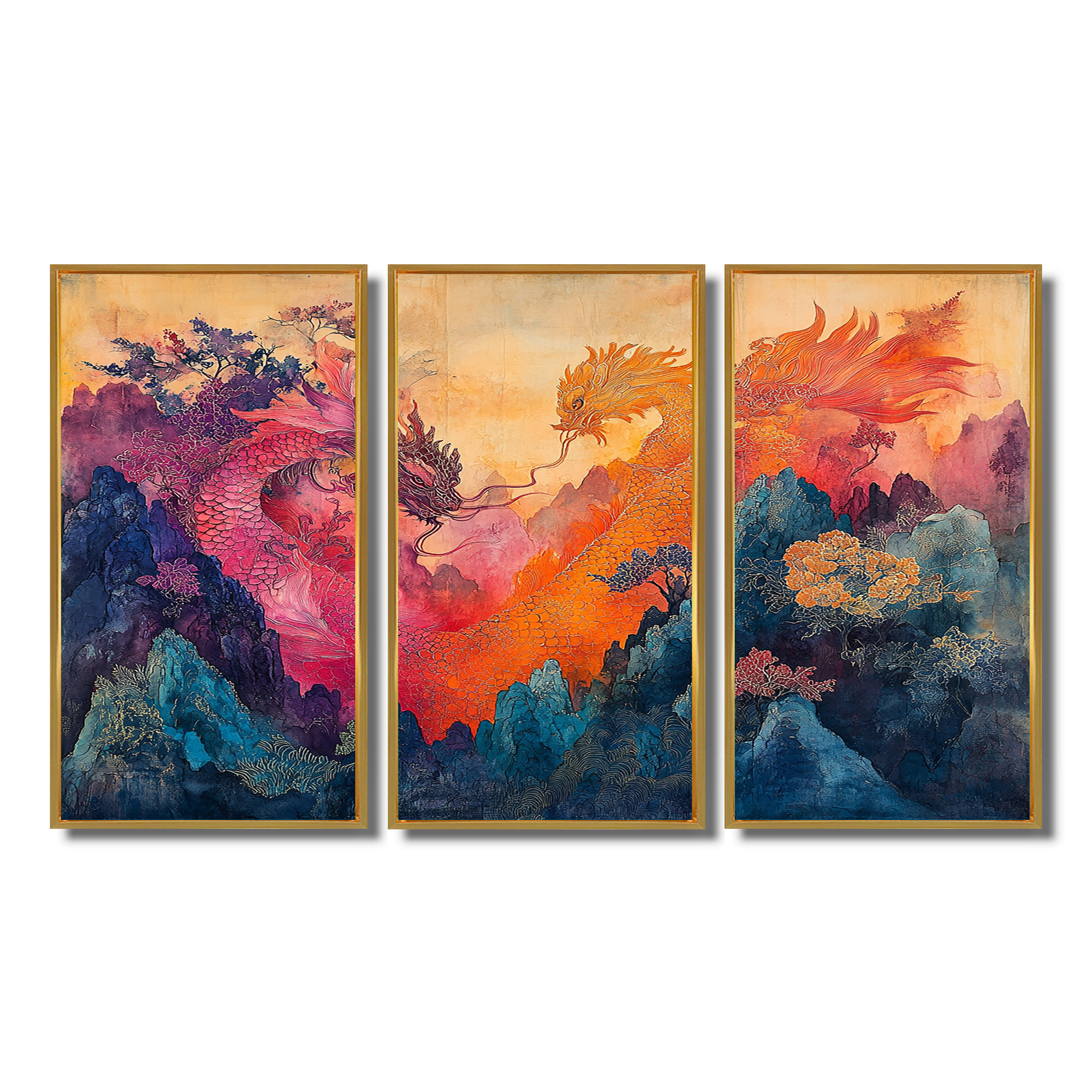 Dakota Fields Pink And Orange Dragons Paper Offerings - Dragons Wall ...