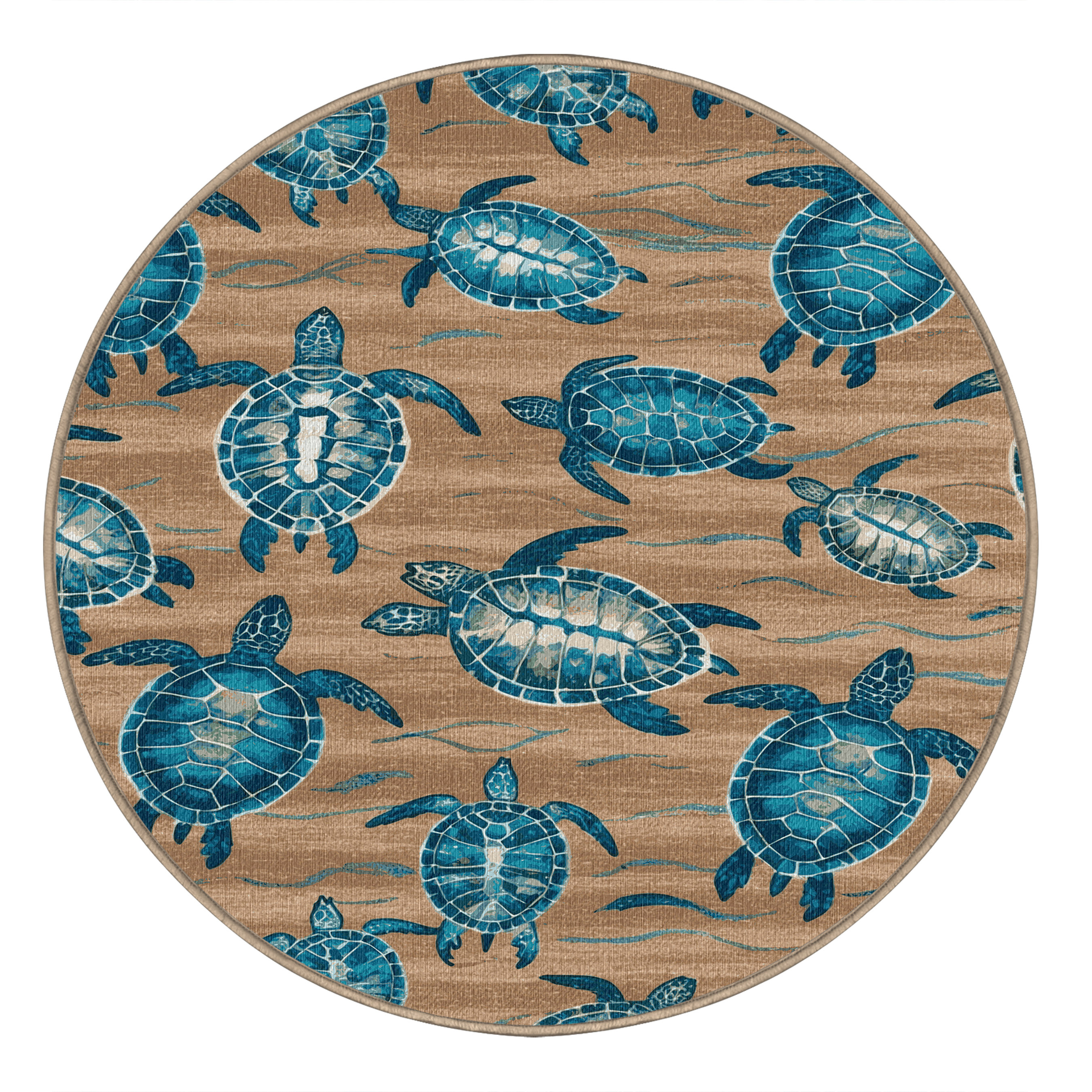 Rosecliff Heights Washable Sea Turtle Migration Coastal Area Rug | Wayfair