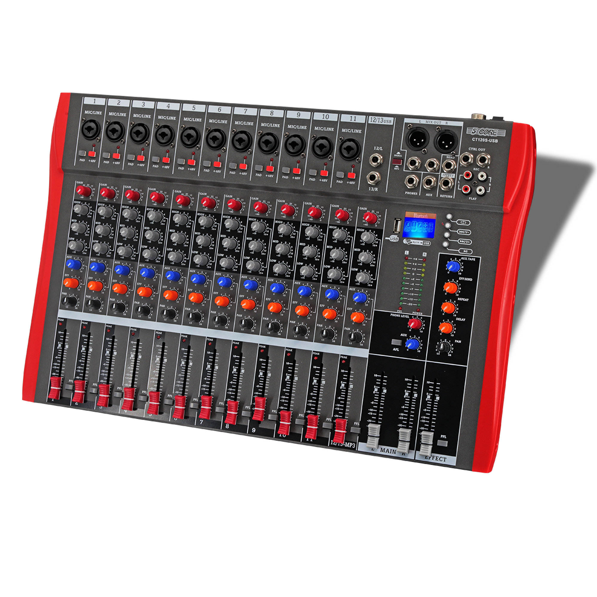 5 Core Audio Mixer 12 Channel DJ Controller Professional Sound Board ...