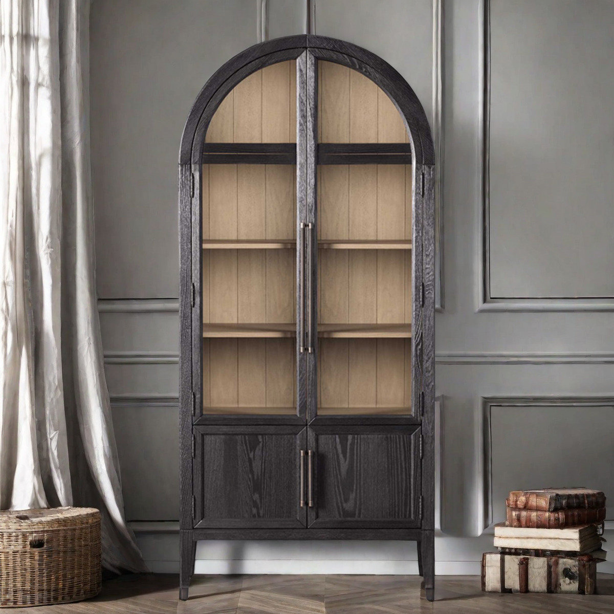 GINATOL Retro Simple Black Solid Wood Bookcases Bookcase | Wayfair