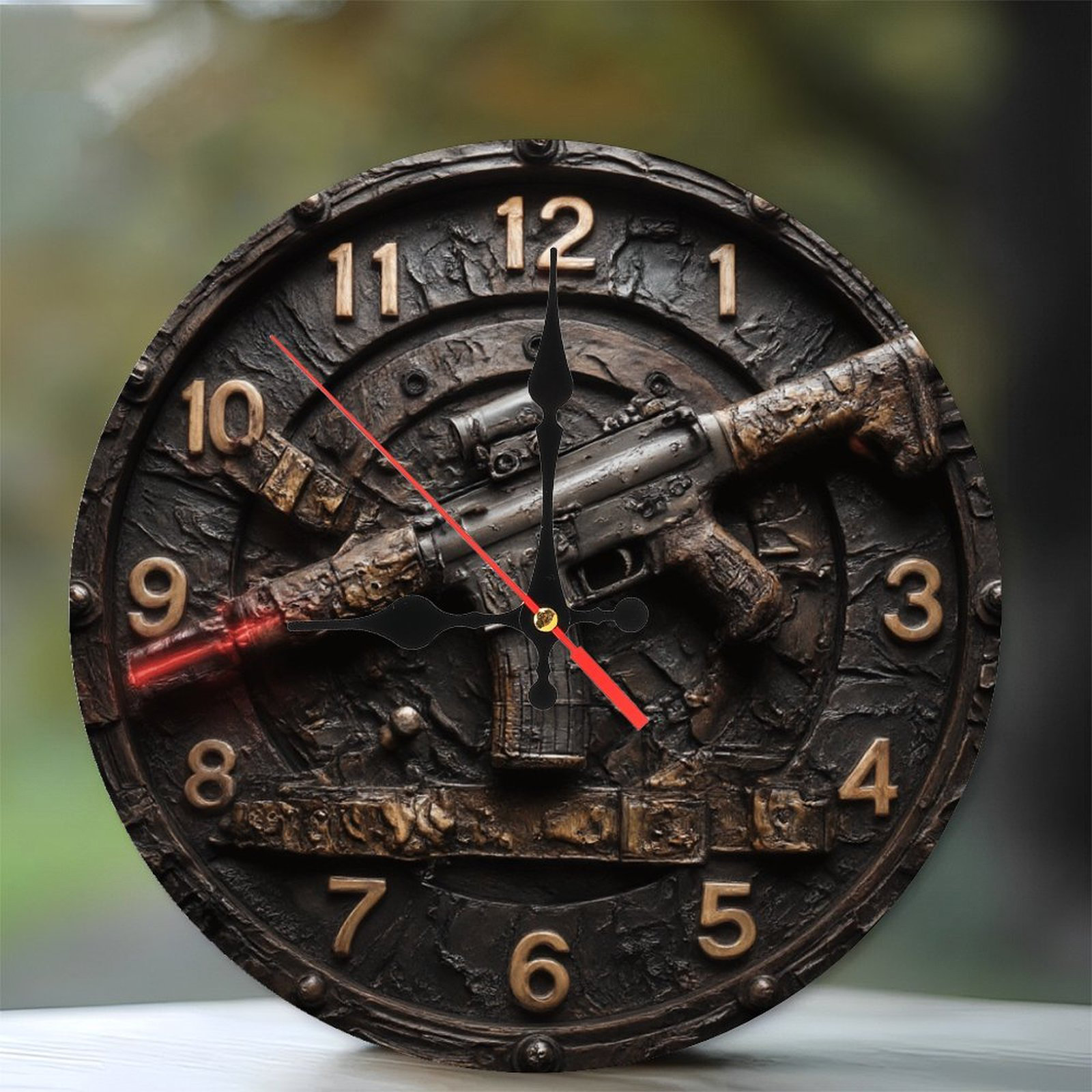 Ivy Bronx Rifle Clock With Laser Beam | Wayfair