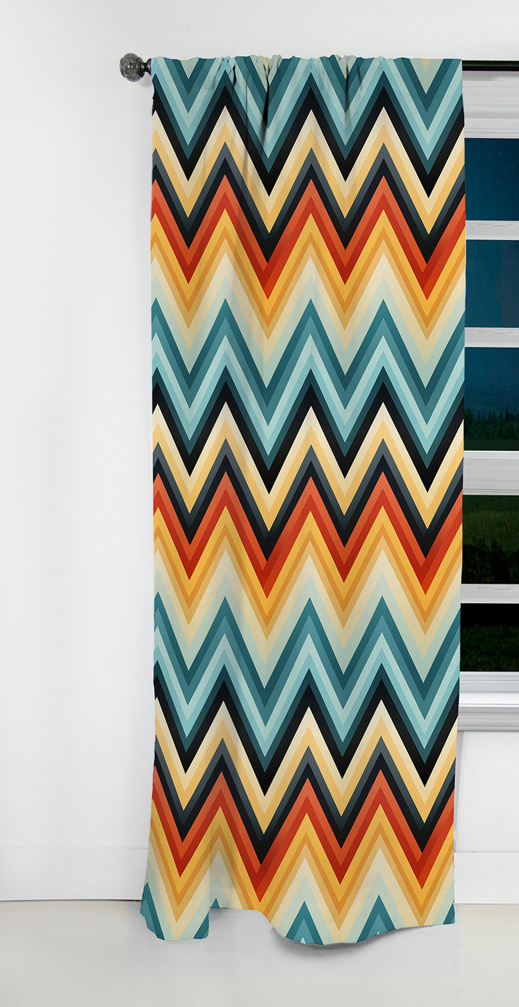 Design Art Retro Revival Chevron Pattern - Chevron Curtain - Blackout ...