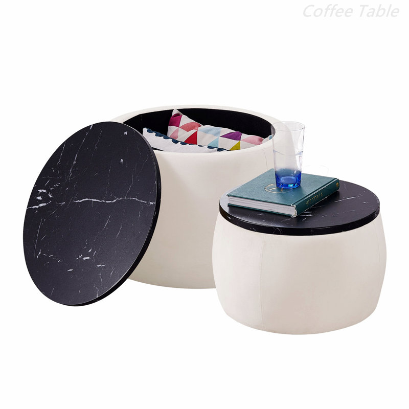 Wrought Studio™ Asho Nesting Coffee Table, Round Storage Ottoman | Wayfair