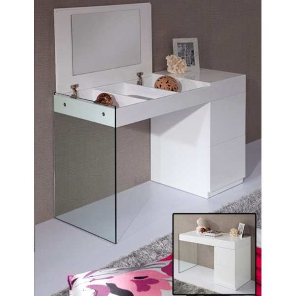 Wade Logan® Bassima Floating Glass Vanity with Mirror & Reviews | Wayfair