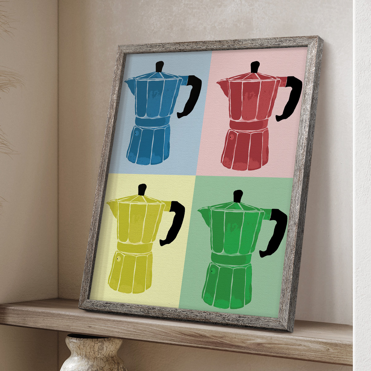 Red Barrel Studio® Moka Pot Colorblock Framed Print - Solid Wood | Wayfair