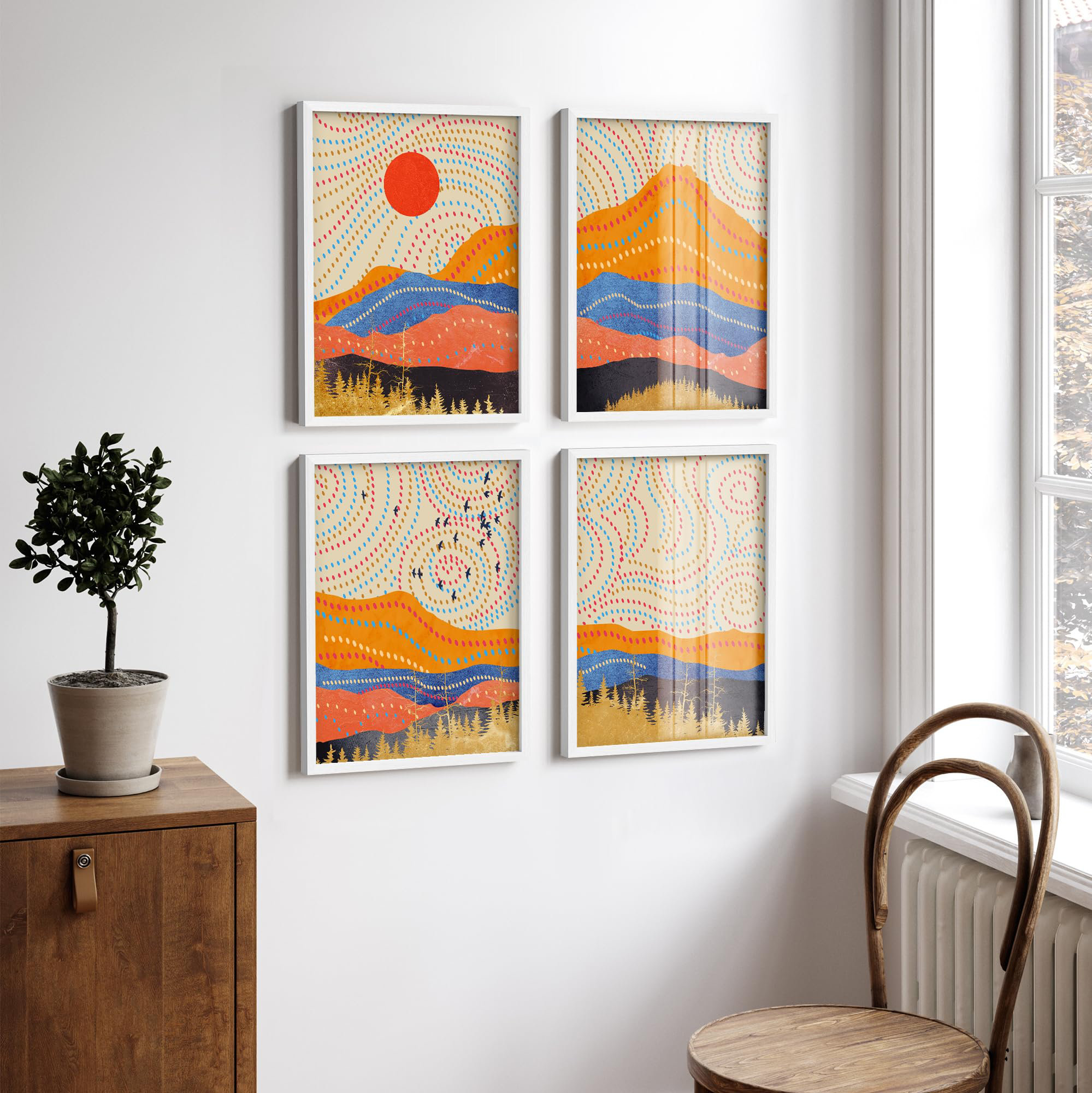 SIGNLEADER " Vibrant Mountain Landscape Patterns Abstract Geometric ...