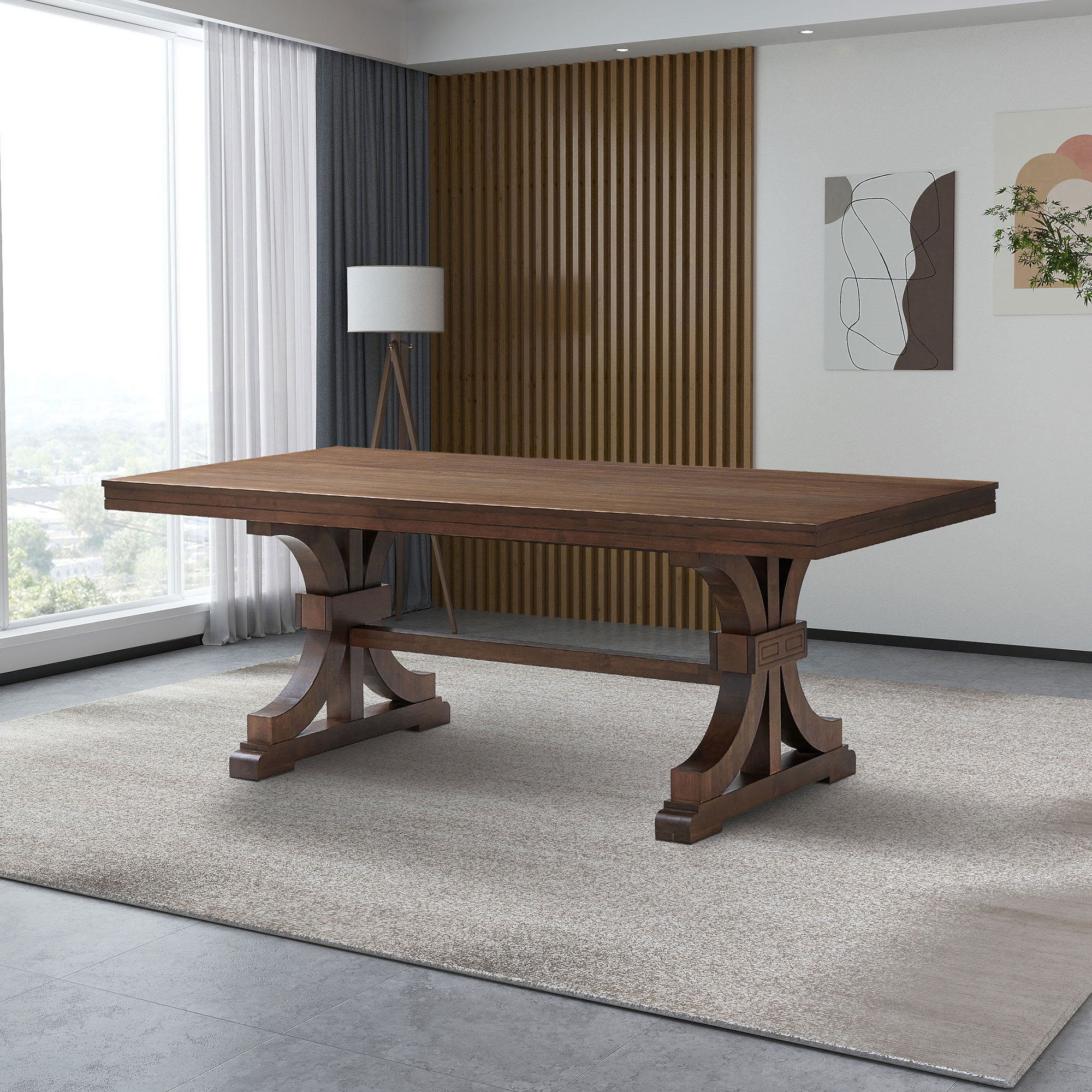 George Oliver 78.74''Rectangular Rubber Wood Dining Table For 6-8 With ...