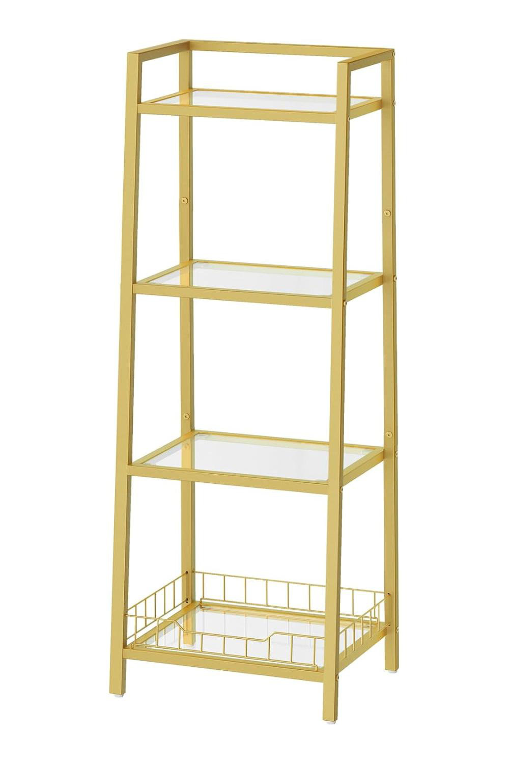 Everly Quinn Bibliothèque dorée, bibliothèque en verre trempé à 4 ...
