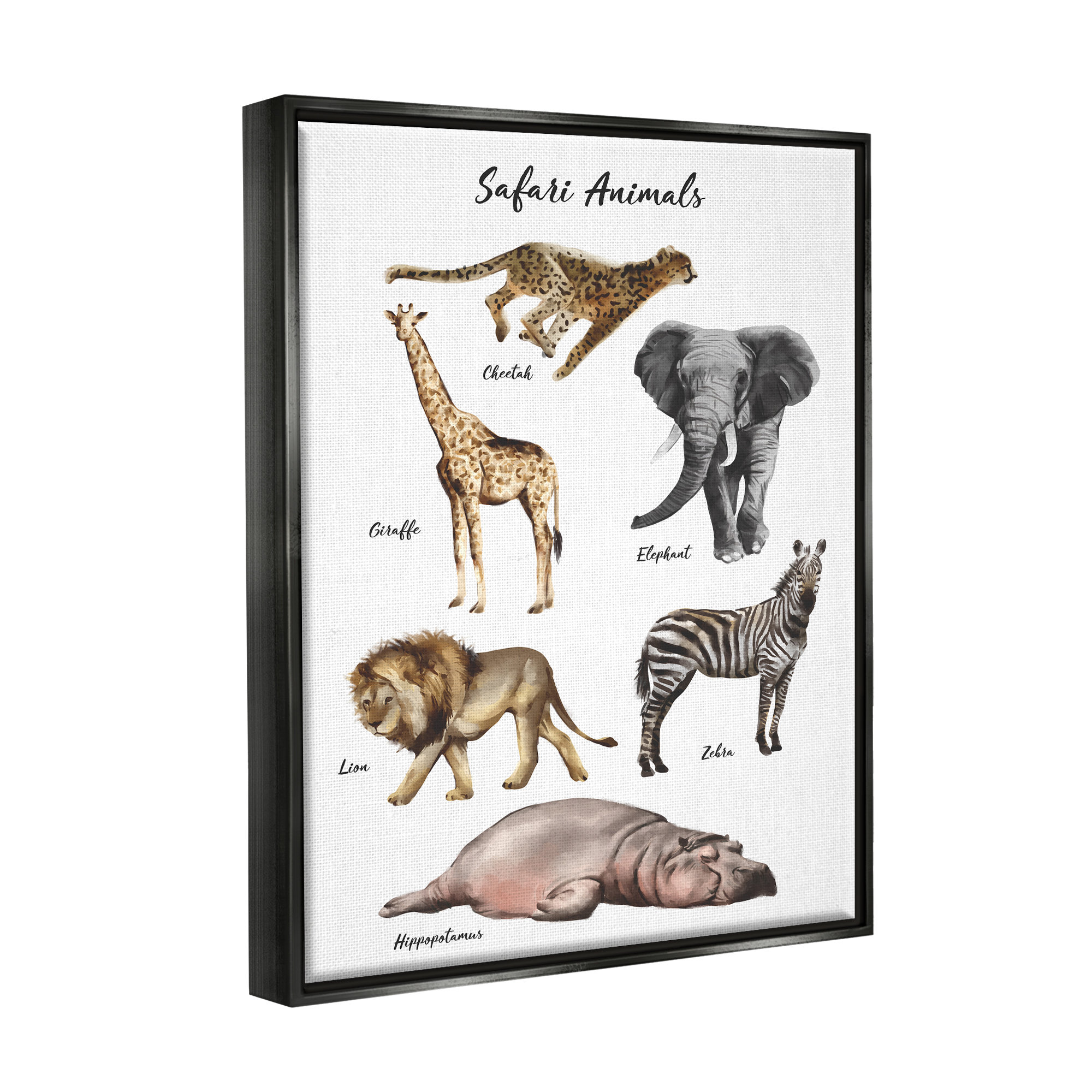 Stupell Industries Safari Animal Chart Playful Watercolor Illustrations ...