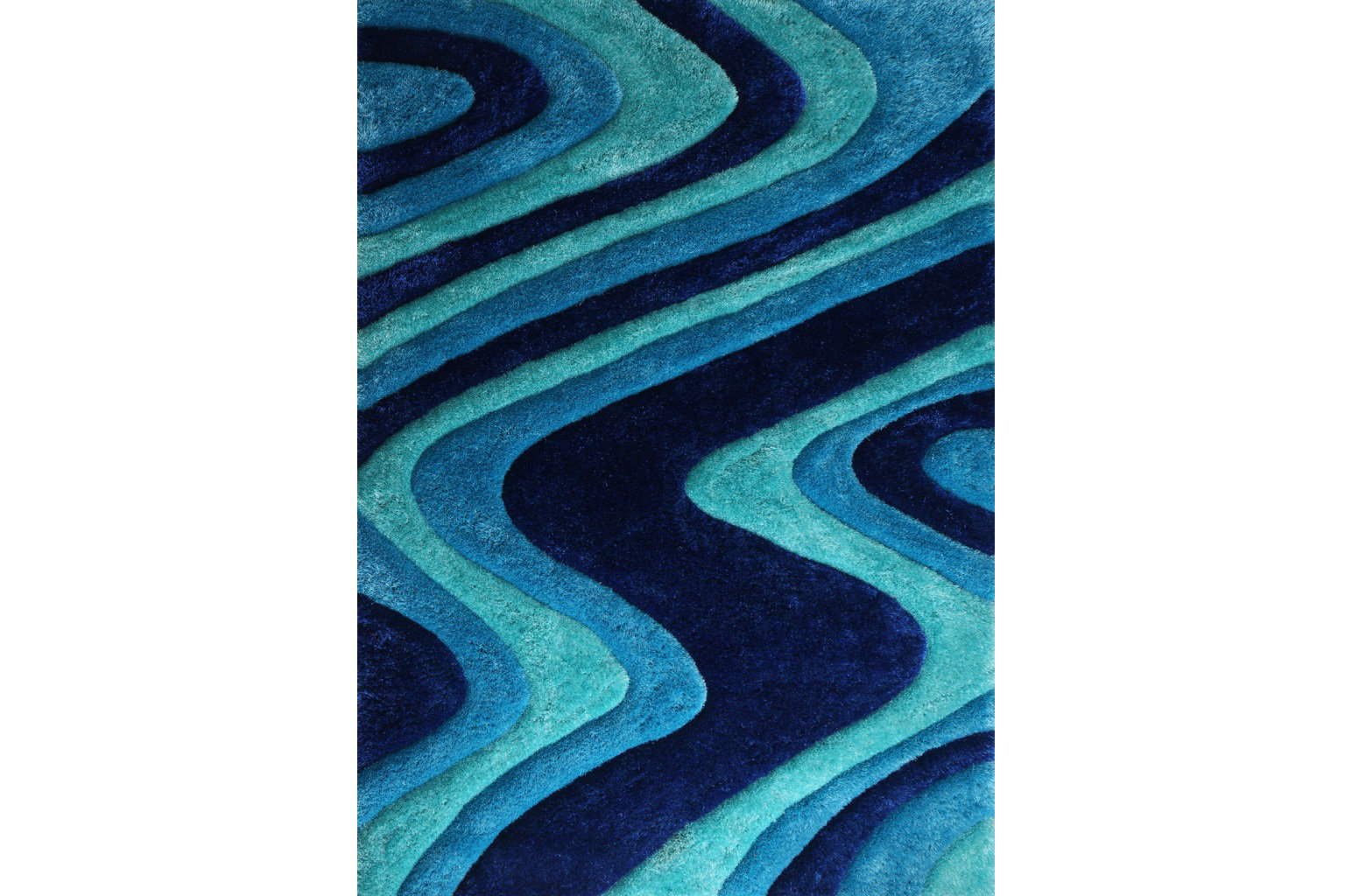 Orren Ellis 5' x 7' Blue Wavy Shag Hand Tufted Area Rug | Wayfair