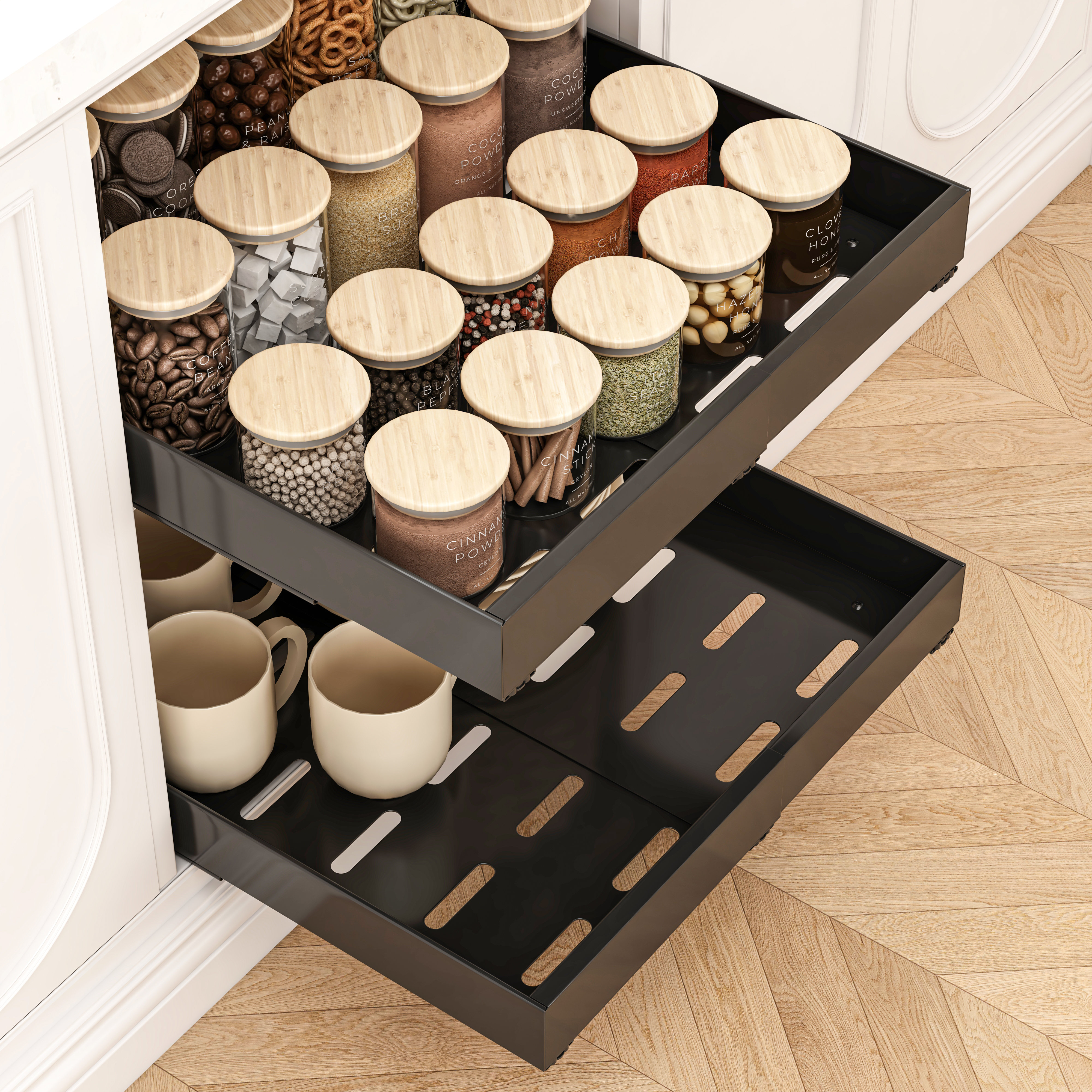 Rebrilliant 2 Pack Pull Out Cabinet Organizer, 20.5" Deep Expandable(12 ...