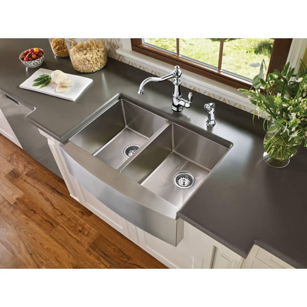 Moen 1800 Series 32" L x 20.66" W Double Bowl Kitchen Sink | Wayfair